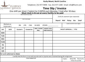 Time Slips Download - Florence Nursing Services, Inc.